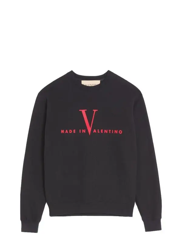 Valentino Garavani Crewneck Sweatshirt With Printed Logo - Black/red