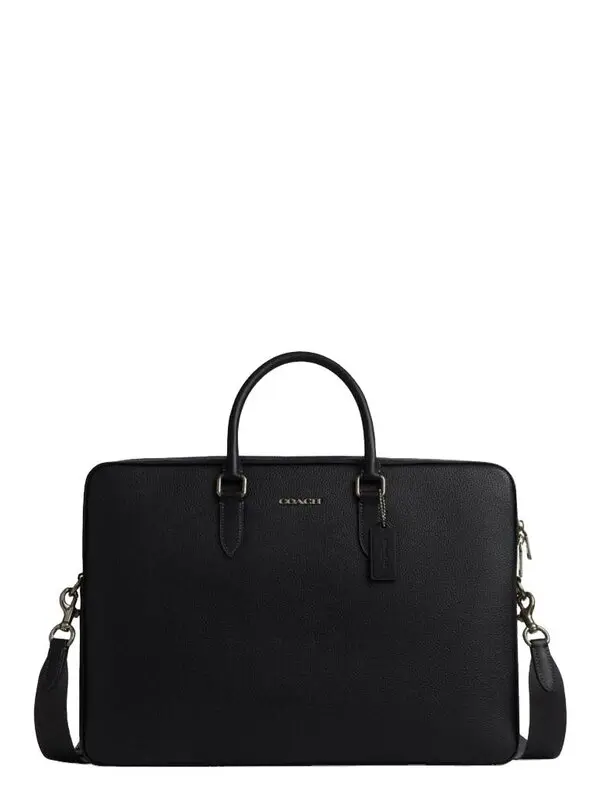 COACH® Ethan Large Brief - Pebbled Leather/gunmetal/black