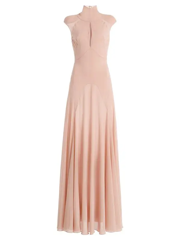 HARITHAND Amelia Silk Georgette Maxi Dress - Light Pink
