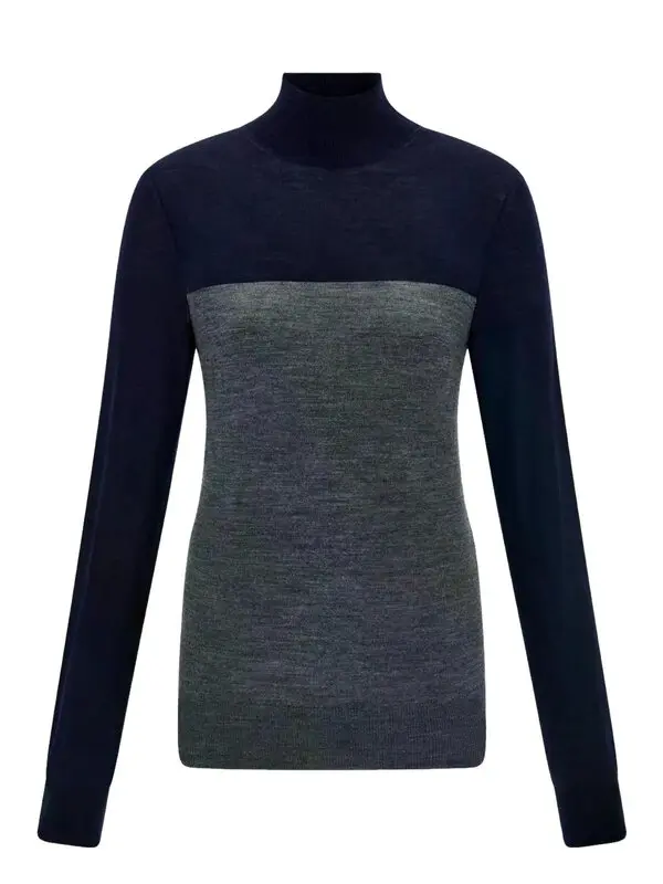 FERRAGAMO Colour-block High-neck Sweater - Blue