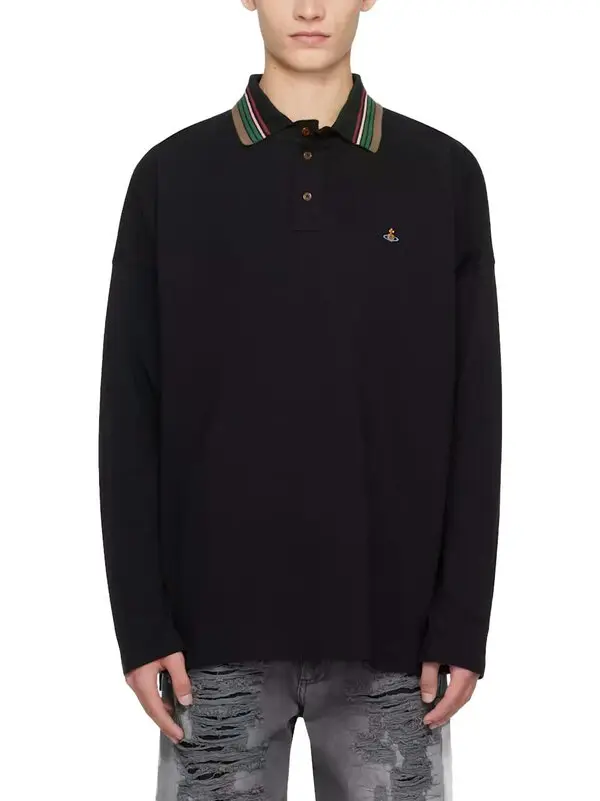 VIVIENNE WESTWOOD Orb Long-sleeve Polo Shirt - Black