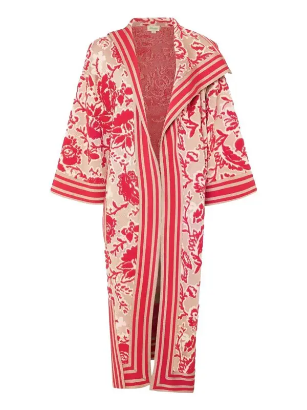 TEMPERLEY LONDON Francis Floral-pattern Striped Knit Cape - Neutrals