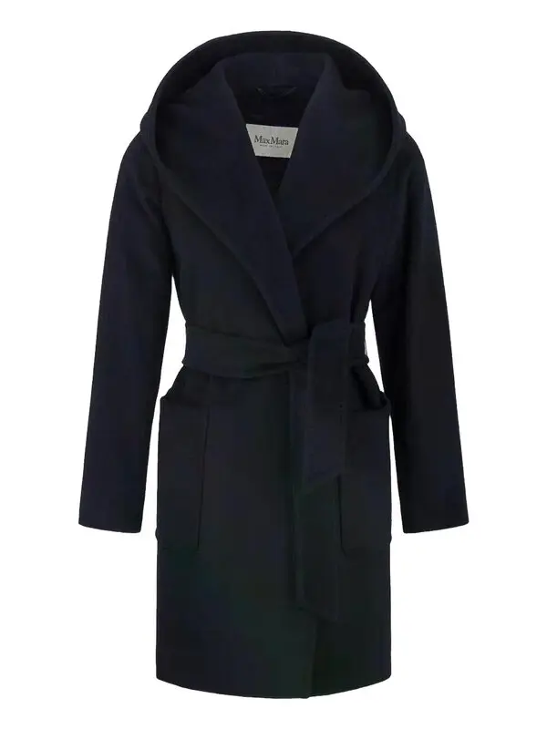 Max Mara Rialto Hooded Belted Coat - Blue