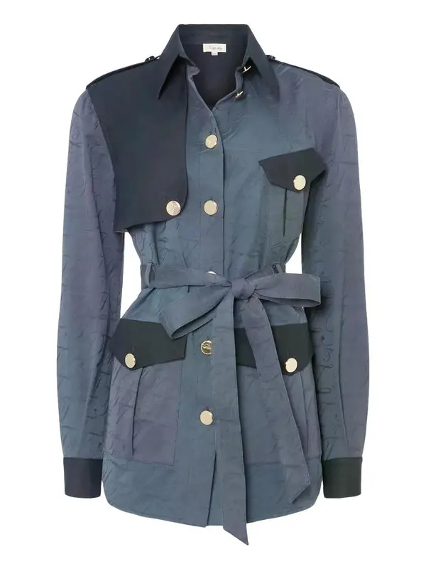 TEMPERLEY LONDON Victory Buttoned Belted Jacket - Blue
