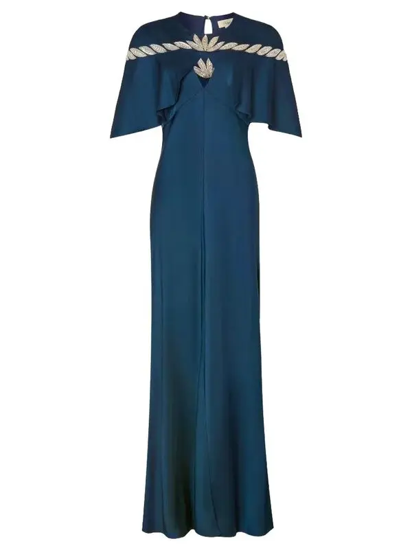 TEMPERLEY LONDON Vine Cape Embellished Gown - Blue