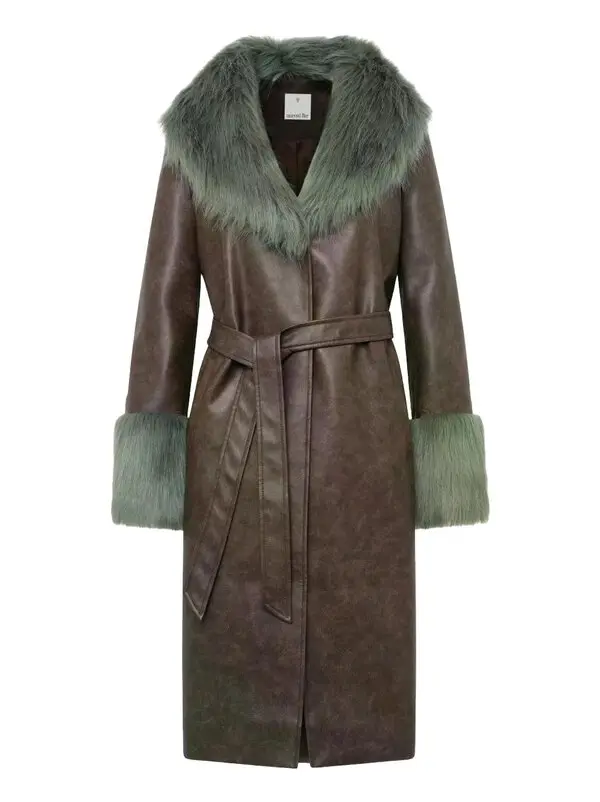 UNREAL FUR Empathy Faux-fur-trimmed Coat - Brown