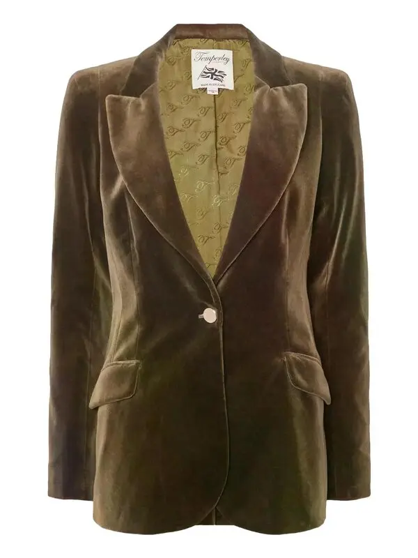 TEMPERLEY LONDON Velvet Single-button Jacket - Green
