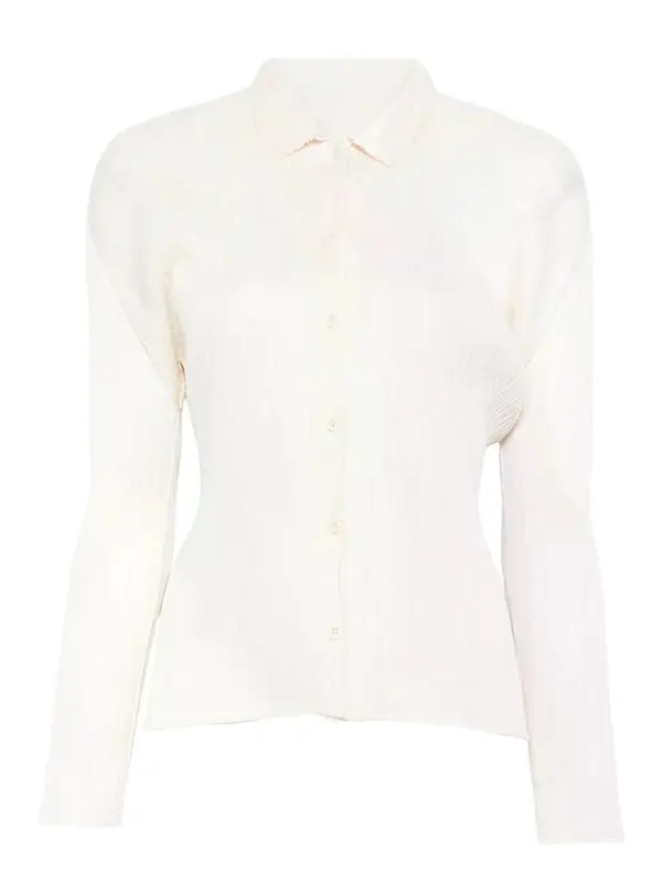 Issey Miyake Pleated Long Sleeve Shirt - White