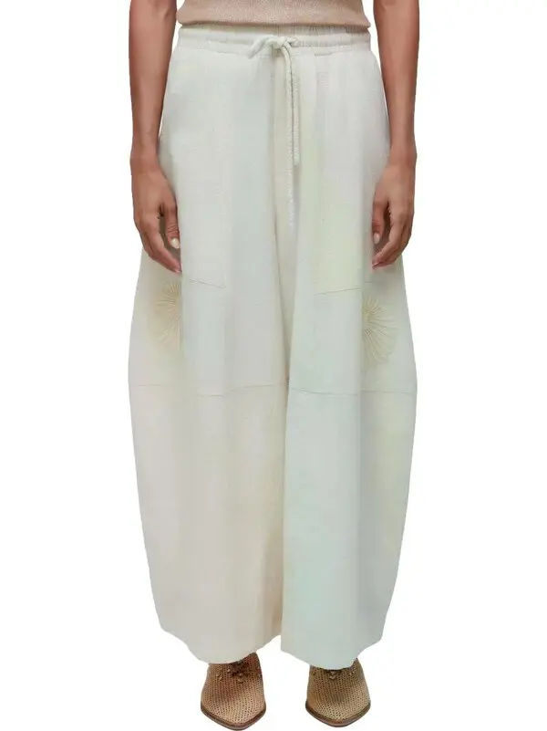 OSKLEN Shell-embroidered Drawstring Trousers - White