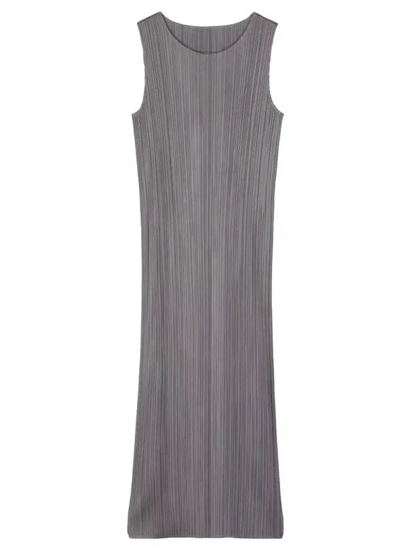 Issey Miyake Pleated Sleeveless Midi Dress - Grey