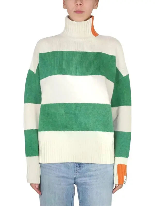 RIGHT FOR Striped Turtleneck Sweater - Neutrals