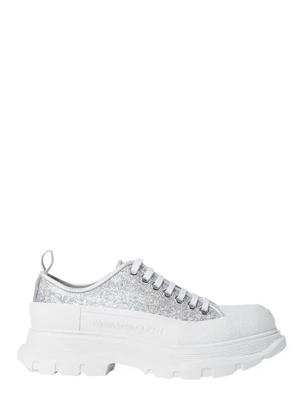 Alexander McQueen Tread Slick Low Lace Up Sneakers - White/silver
