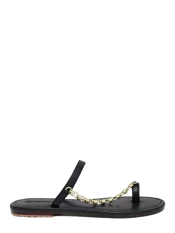 Mystique Chain-detail Leather Sandals - Black