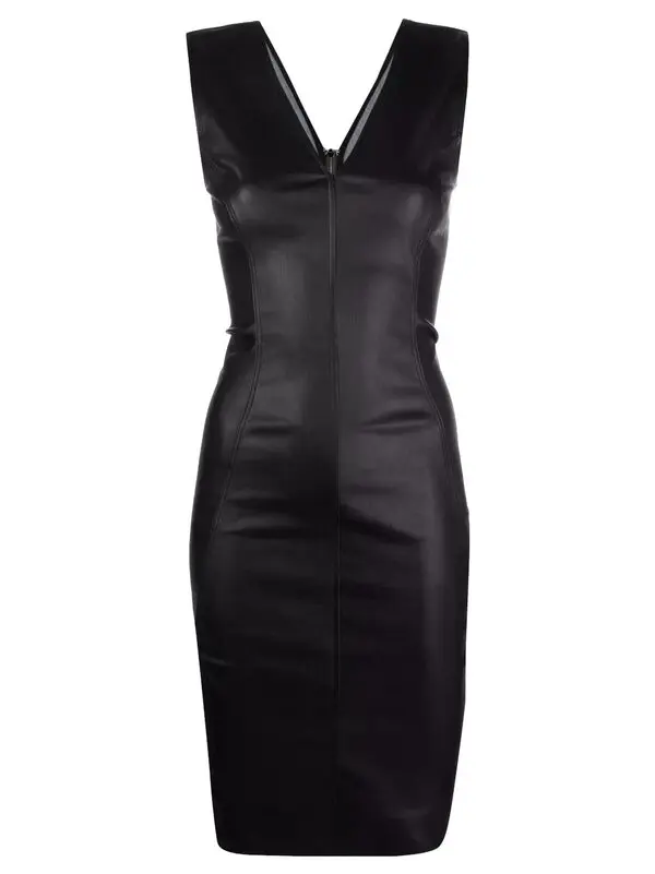 Rick Owens Stretch V-neck Dress - Black