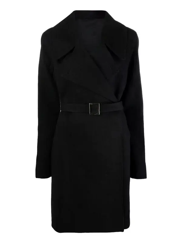 Rick Owens Belted Cotton Midi Coat - Black