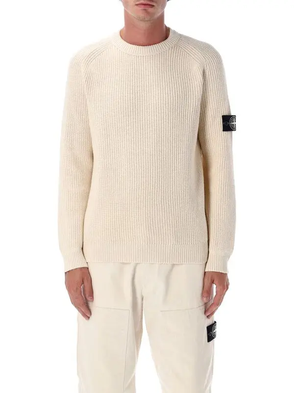 Stone Island Fisherman Rib Cotton Jumper - Beige