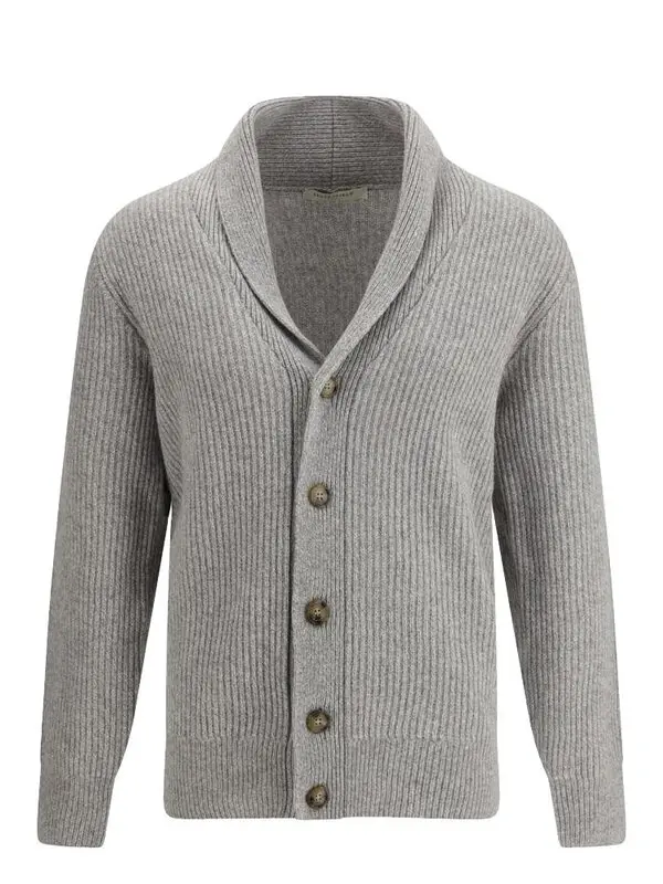 BROOKSFIELD Virgin Wool Shawl Collar Cardigan - Grey