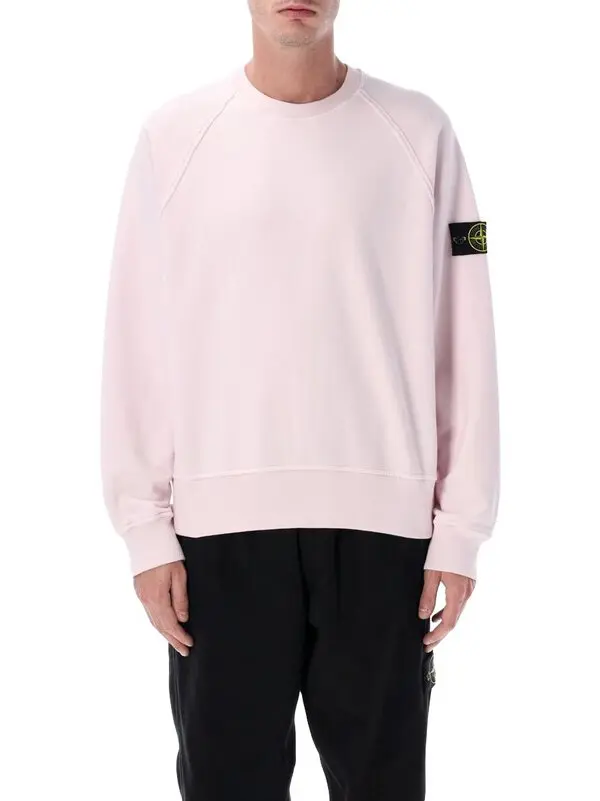 Stone Island Oversized Brushed Organic Cotton Crewneck Sweatshirt - Pink