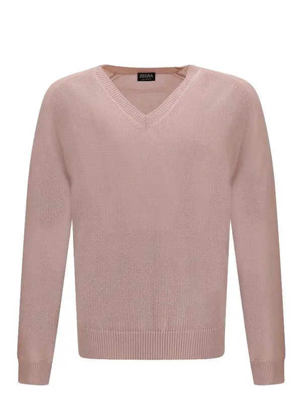 Zegna Cashmere V-neck Sweater - Pink