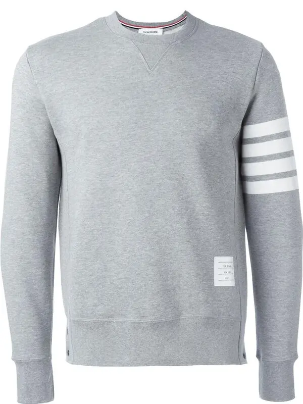 Thom Browne Cotton Crewneck Sweatshirt - Light Grey