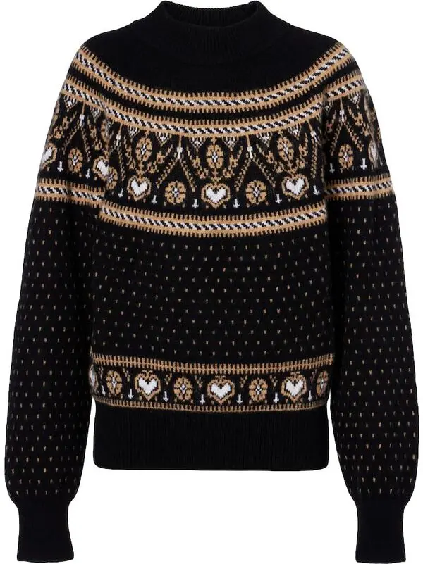 Khaite Guy Fair Isle Cashmere Sweater - Black