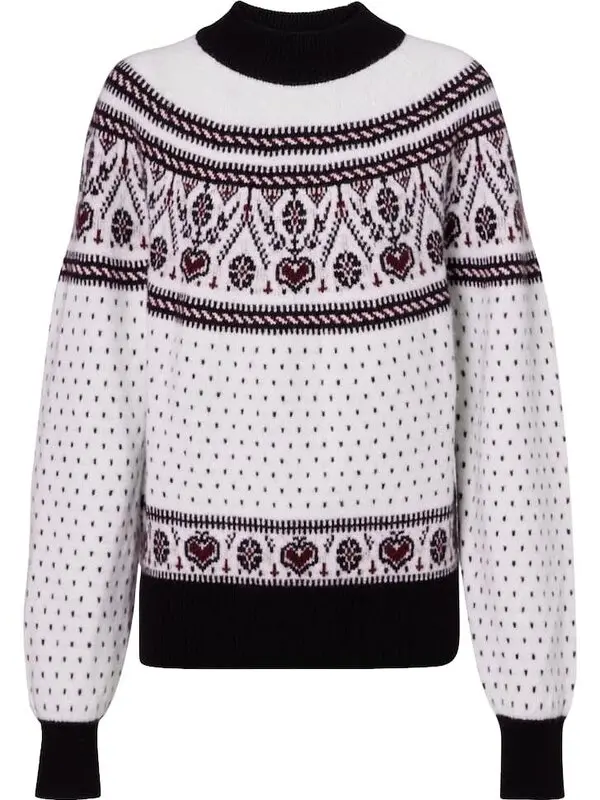 Khaite Guy Fair Isle Cashmere Sweater - White
