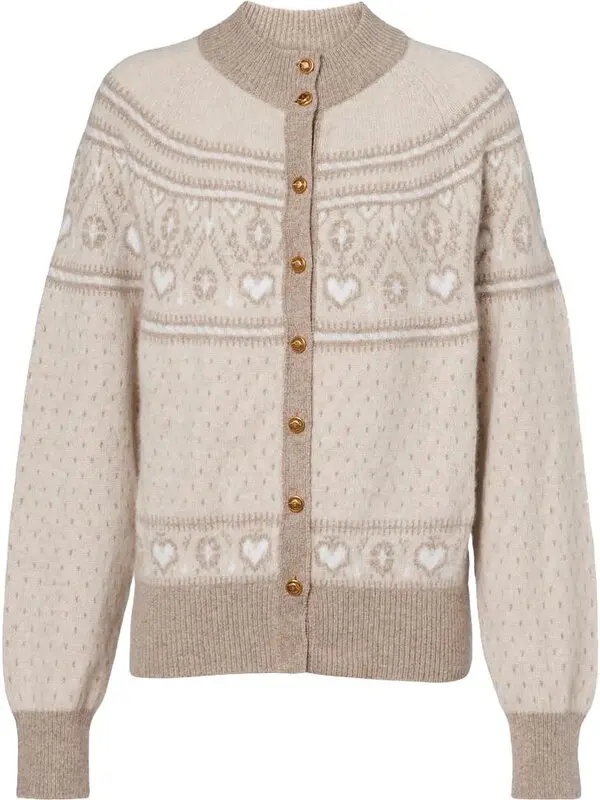 Khaite Marc Fair Isle Cashmere Cardigan - Beige