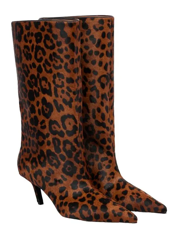 Amina Muaddi Fiona 60 Leopard-print Calf Hair Ankle Boots - Multicoloured