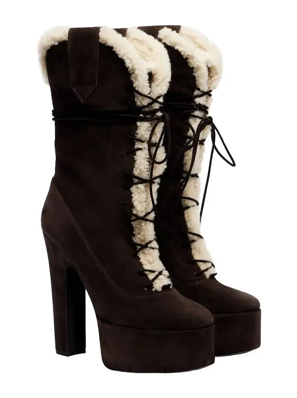 Paris Texas Malena 145 Suede Platform Mid-calf Boots - Brown