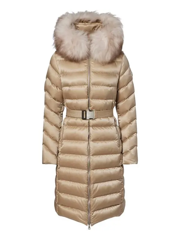 Moncler Leersie Shearling-trimmed Down Coat - Beige