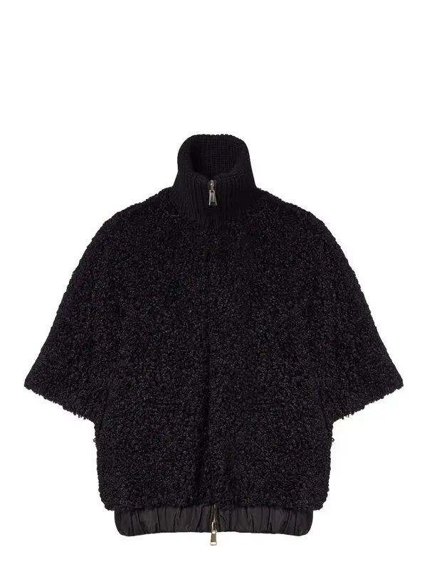 Moncler Reversible Leather-trimmed Cape - Black