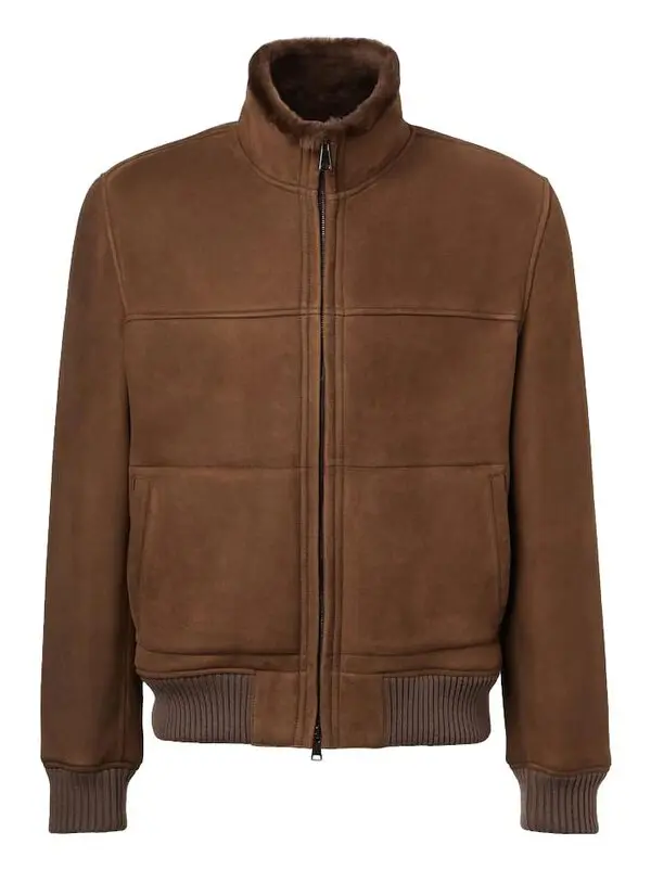 Thom Sweeney Shearling-lined Suede Bomber Jacket - Brown