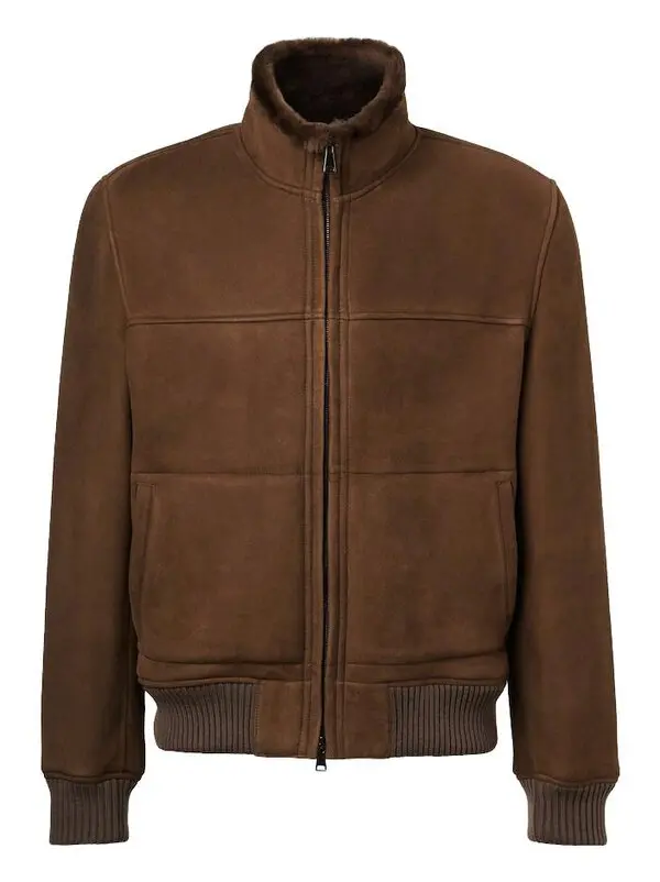 Thom Sweeney Shearling-lined Suede Bomber Jacket - Brown