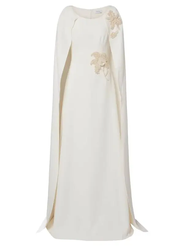 Safiyaa Yuna Faux Pearl-embellished Crêpe Gown - White