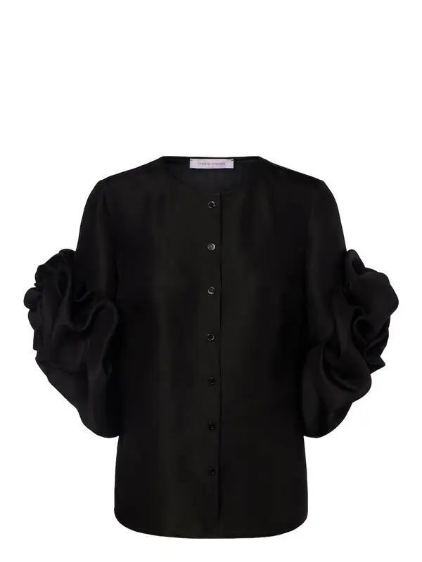 Carolina Herrera Silk Button-front Blouse - Black