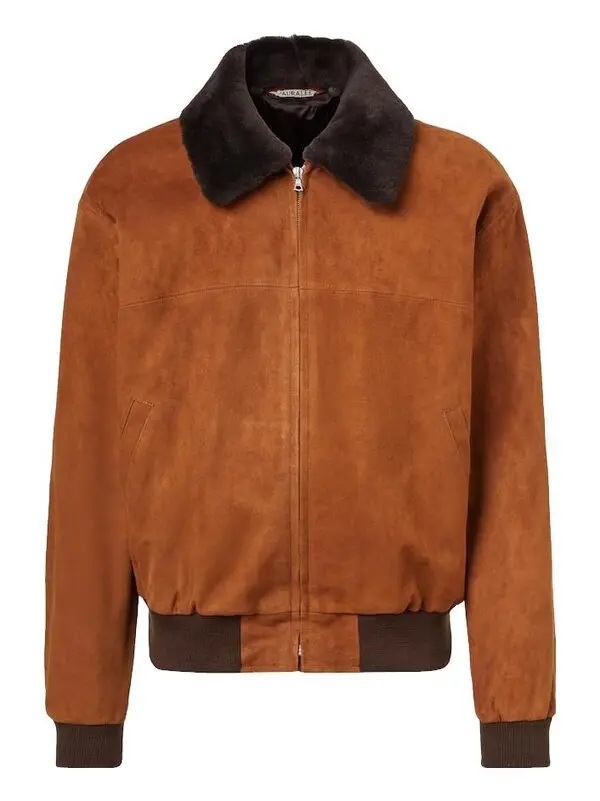 Auralee Shearling-trimmed Suede Blouson Jacket - Brown