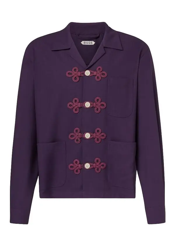 BODE Astor Embroidered Wool Shirt - Burgundy