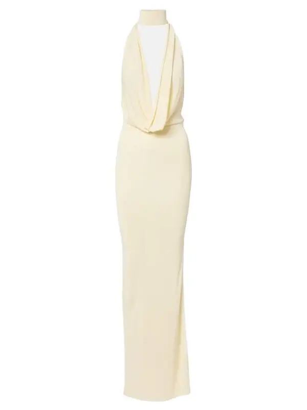 AYA MUSE Draped Jersey Gown - Beige