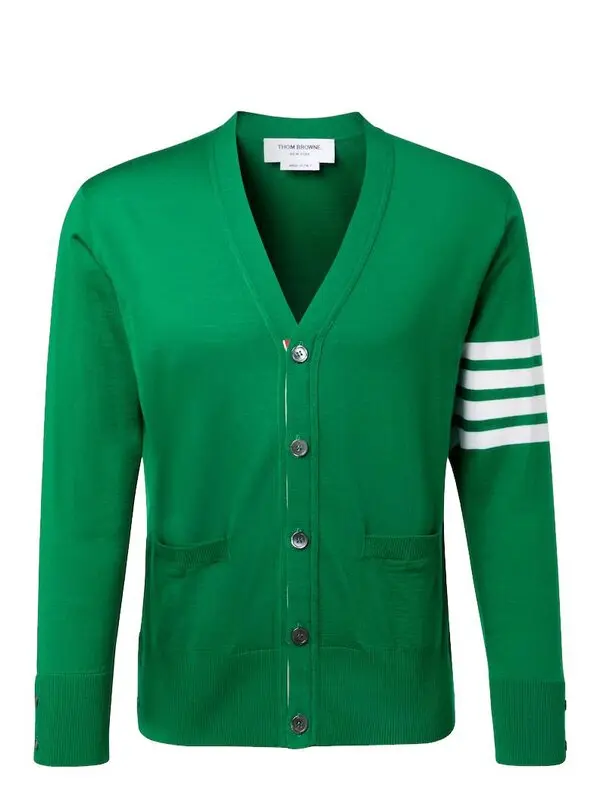 Thom Browne 4-bar Virgin Wool Cardigan - Green