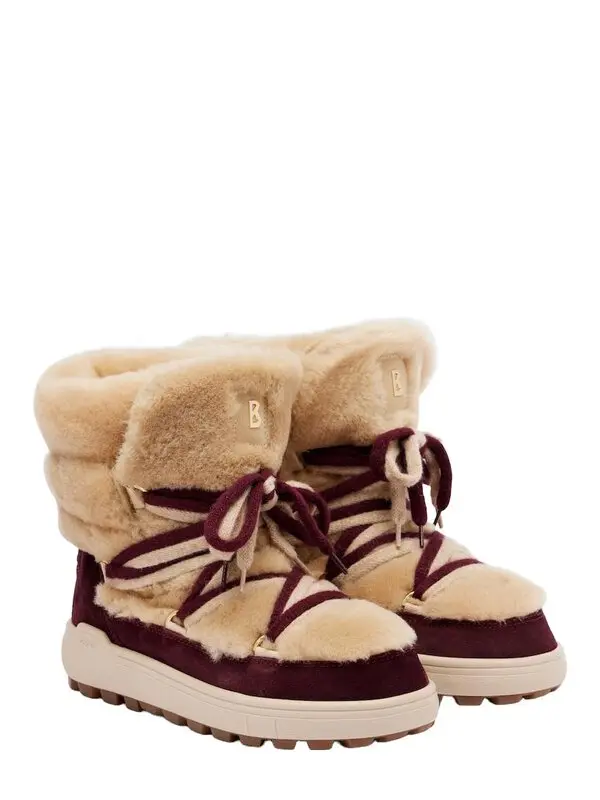 Bogner Chamonix Shearling And Suede Snow Boots - Beige