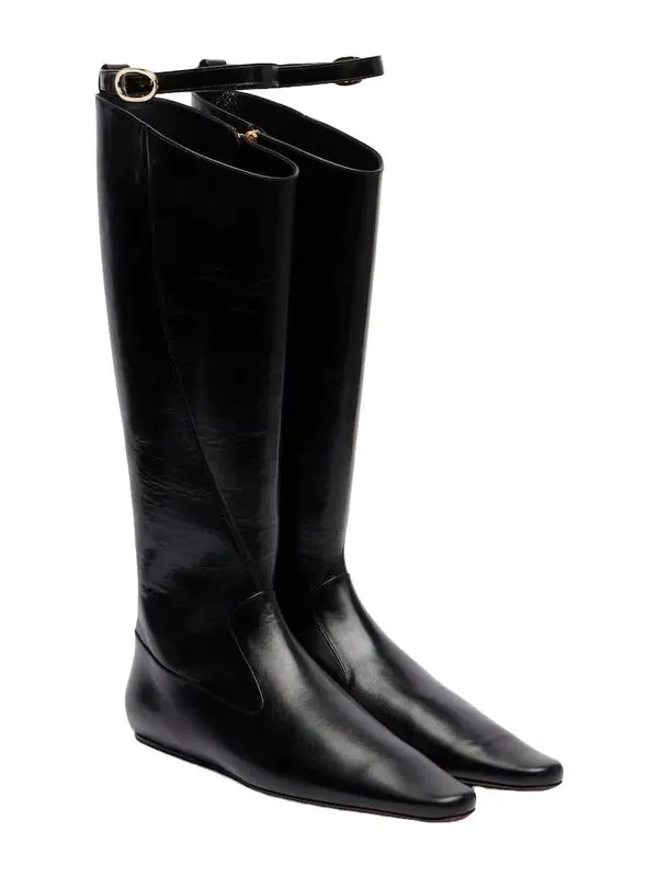 Tory Burch Twisted Leather Knee-high Boots - Black