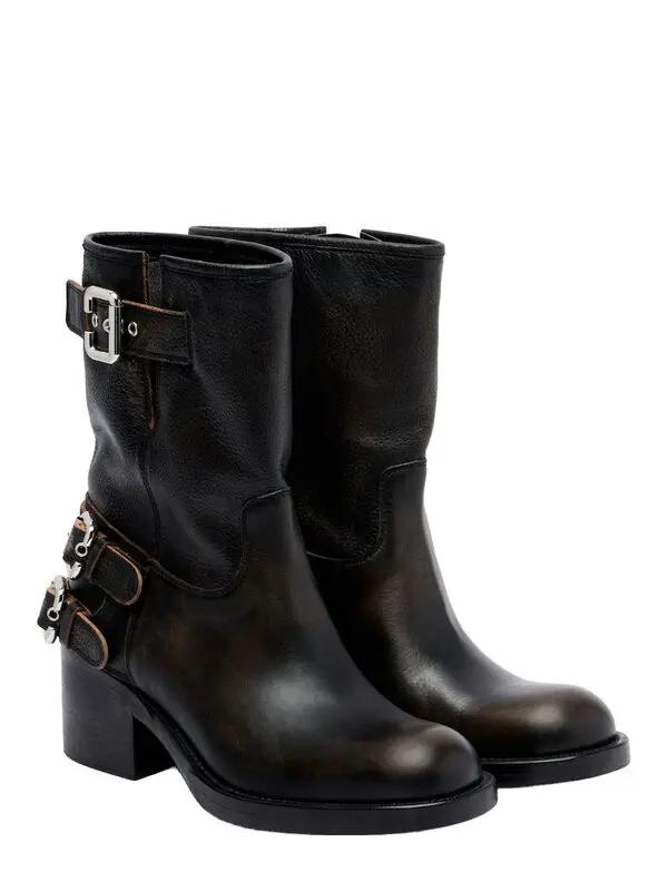 Chloé Dakota 60 Leather Biker Boots - Black