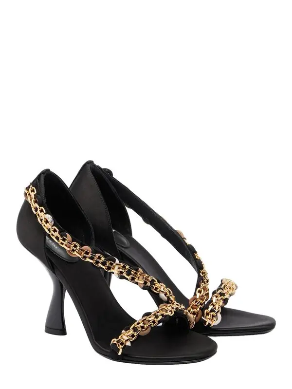 Emilio Pucci Chain-detail Satin Sandals - Black
