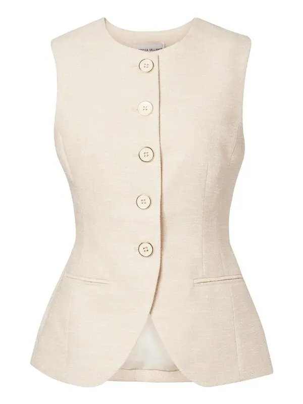 Rebecca Vallance Winnie Tweed Vest - Beige