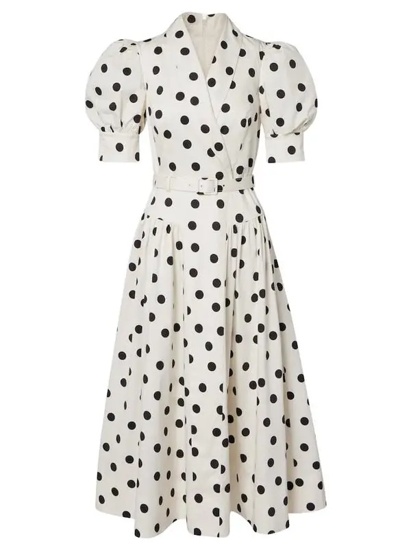 Rebecca Vallance Maisie Polka-dot Cotton-blend Midi Dress - White