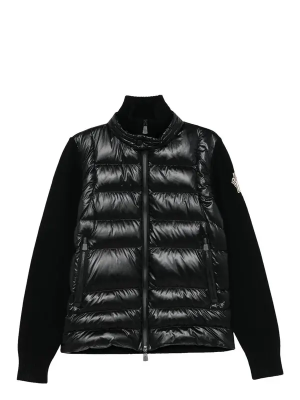 Moncler Padded Wool Zip-up Cardigan - Black