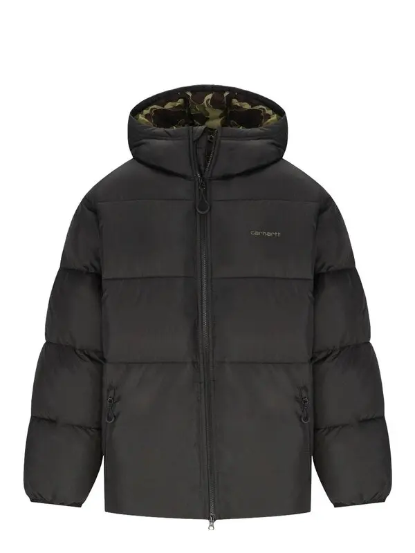 Carhartt Work In Progress Toronto Camo Duck Hooded Padded Jacket - Black