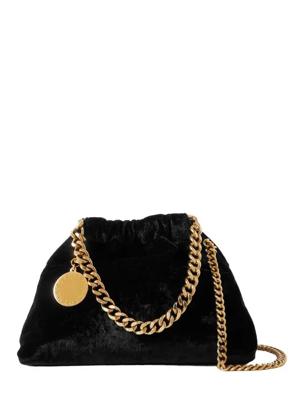 Stella McCartney Velvet Shoulder Bag With Chain Strap - Black