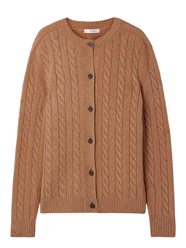 THE ROW Loneke Cable-knit Wool Cardigan - Neutrals