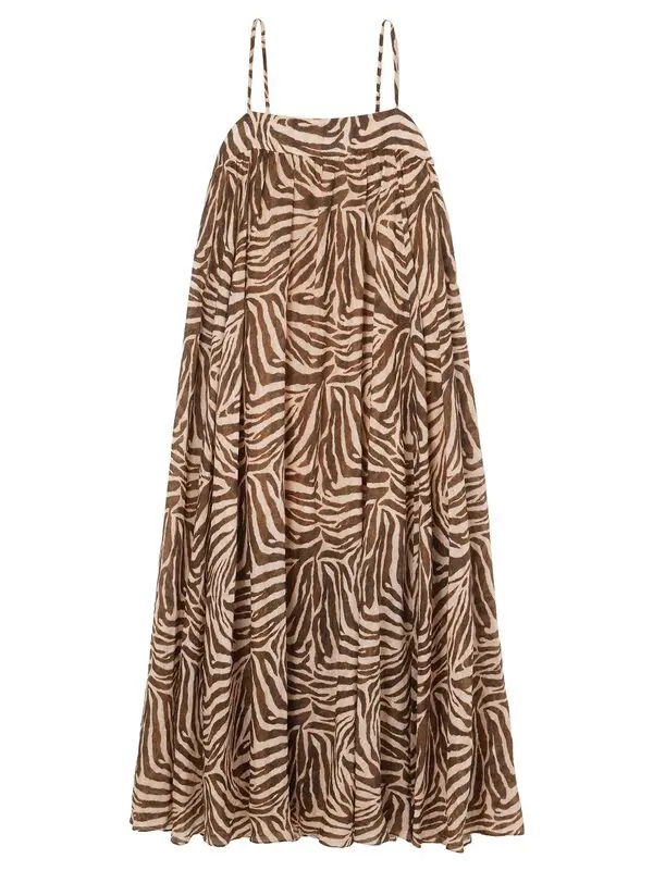 Zimmermann Wanderlust Gathered Zebra-print Maxi Dress - Animal Print